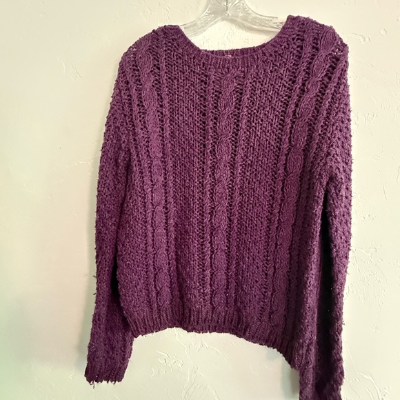 Sweaters | Vintage Hand Knit Silk Blend Sweater Purple M Chunky Cable ...